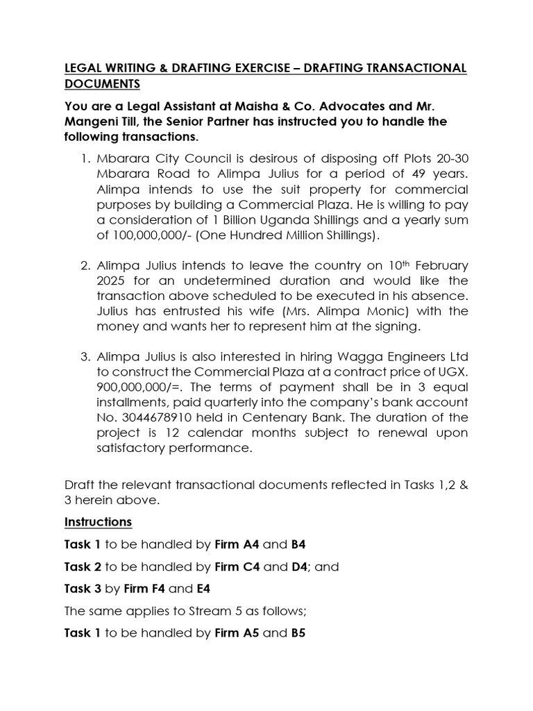 Drafting Transactional Documents - Assignment | PDF
