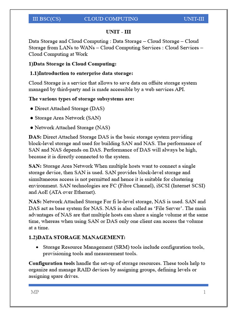 UNIT-III CC | PDF | Cloud Computing | Software As A Service