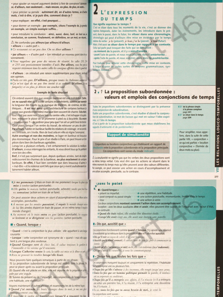 Subordonnees de temps (Gram expliquee niveau intermediaire) | PDF