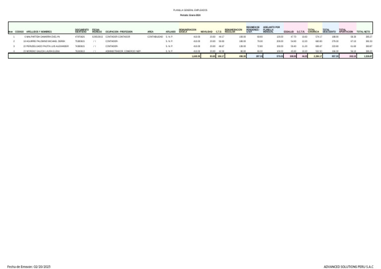 Libro Planilla | PDF