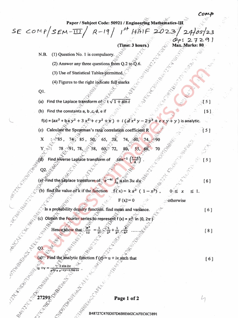 2023 May Engineering-Mathematics | PDF
