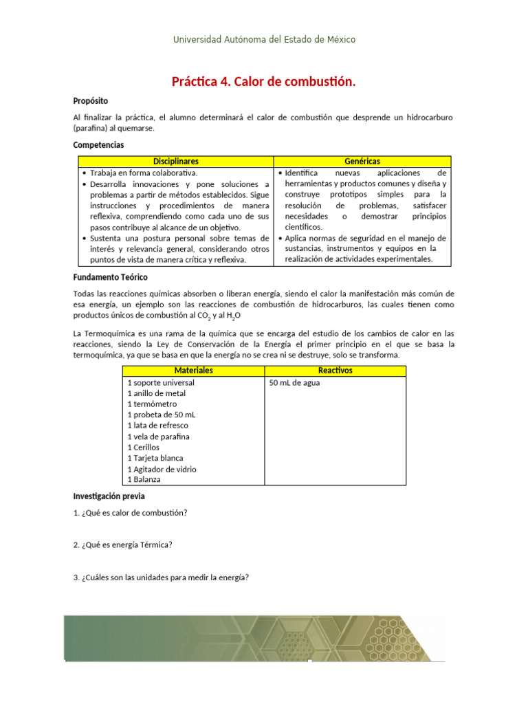 Calor de Combustión de Hidrocarburos | PDF | Calor | Combustión