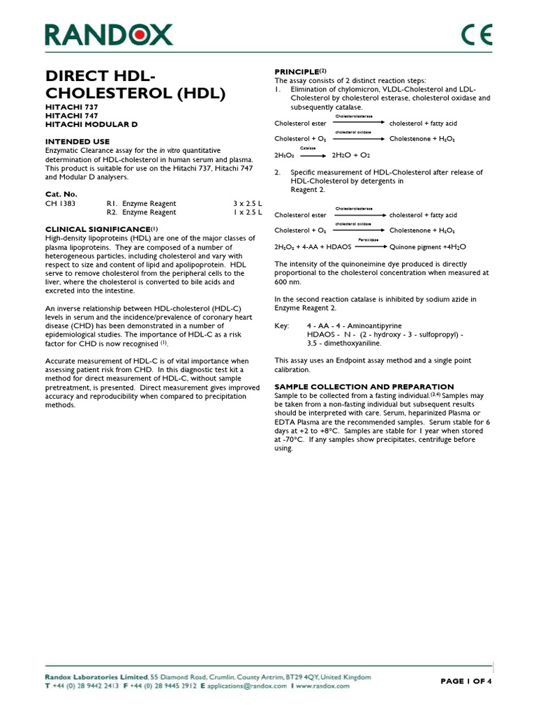 CH1383 | PDF | High Density Lipoprotein | Cholesterol