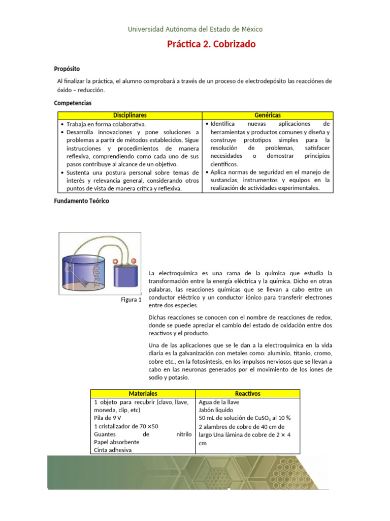 Práctica 2 Cobrizado Pdf Electroquímica Redox