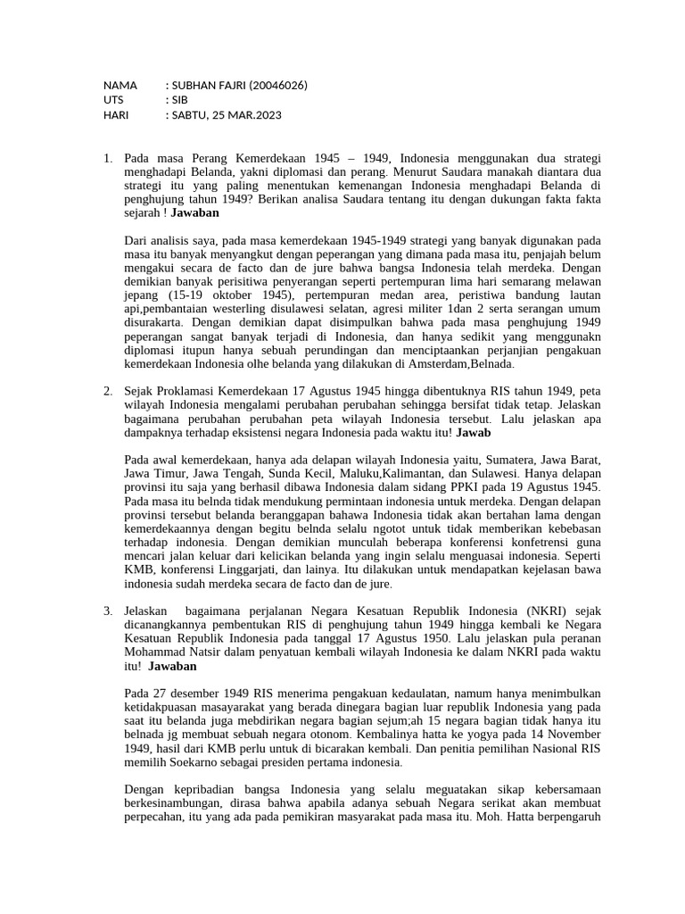 UTS SIB IV (Jan-Juni 2023) SUBHAN FAJRI 20046026 | PDF