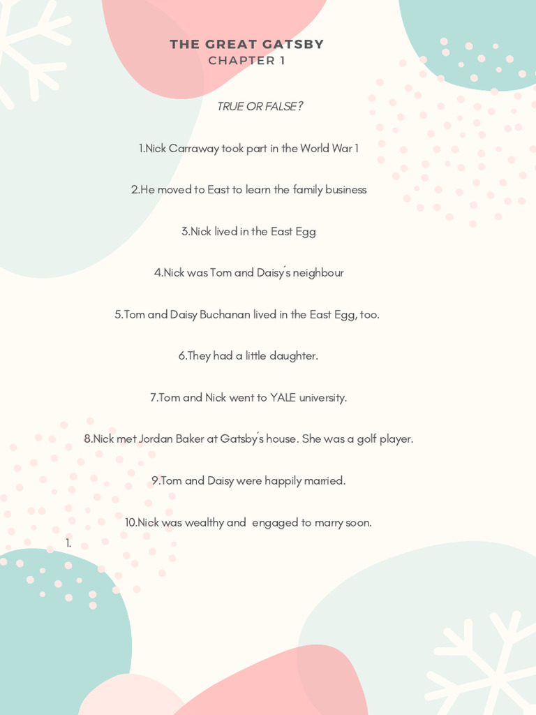 The Great Gatsby - Chapter 1 | PDF