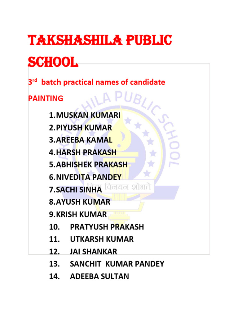 Painting 3rd Batch Candidate Name | PDF