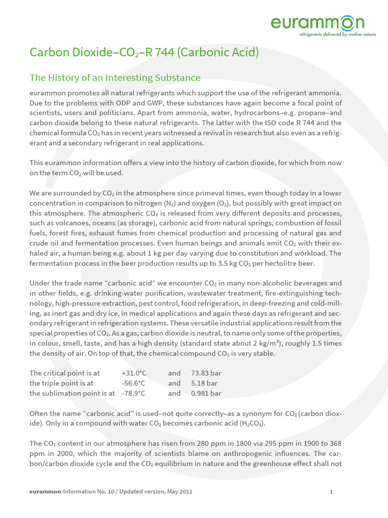 10 Carbon-Dioxide - CO2 - R744 - (Carbonic Acid) The History of An Interesting Substance | PDF ...