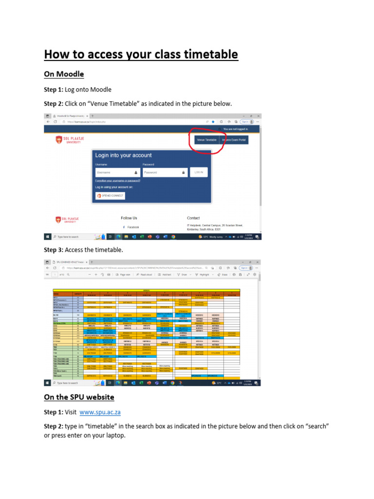 Accessing The Timetable | PDF