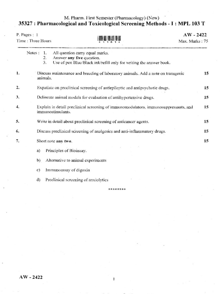 Pharmacology Pharmacological N Toxicological Screening Methods 1 | PDF