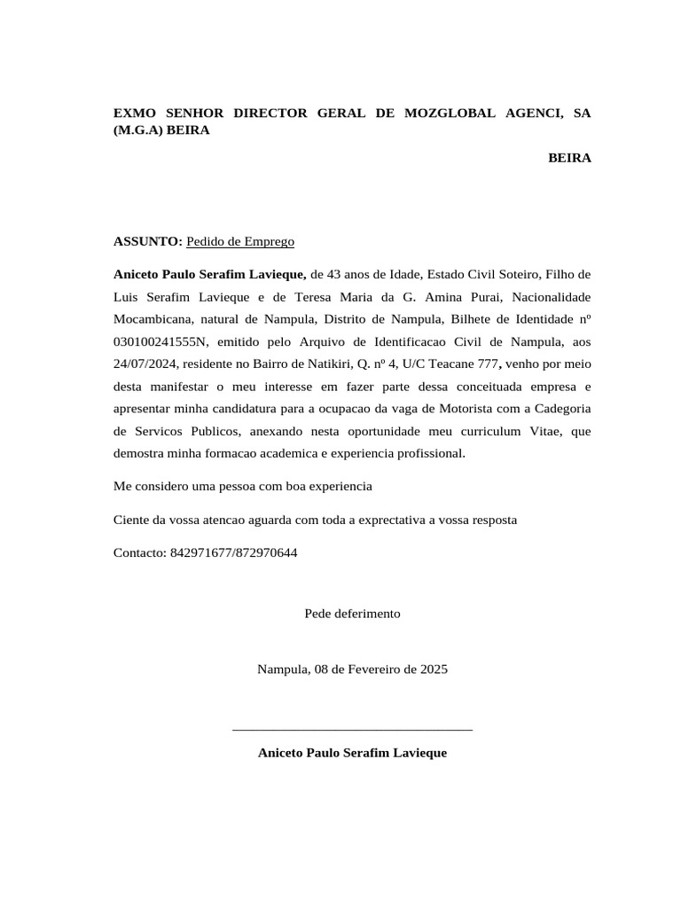 Exmo Senhor Director Da Faculdade de Arquitecuta e Plan | PDF