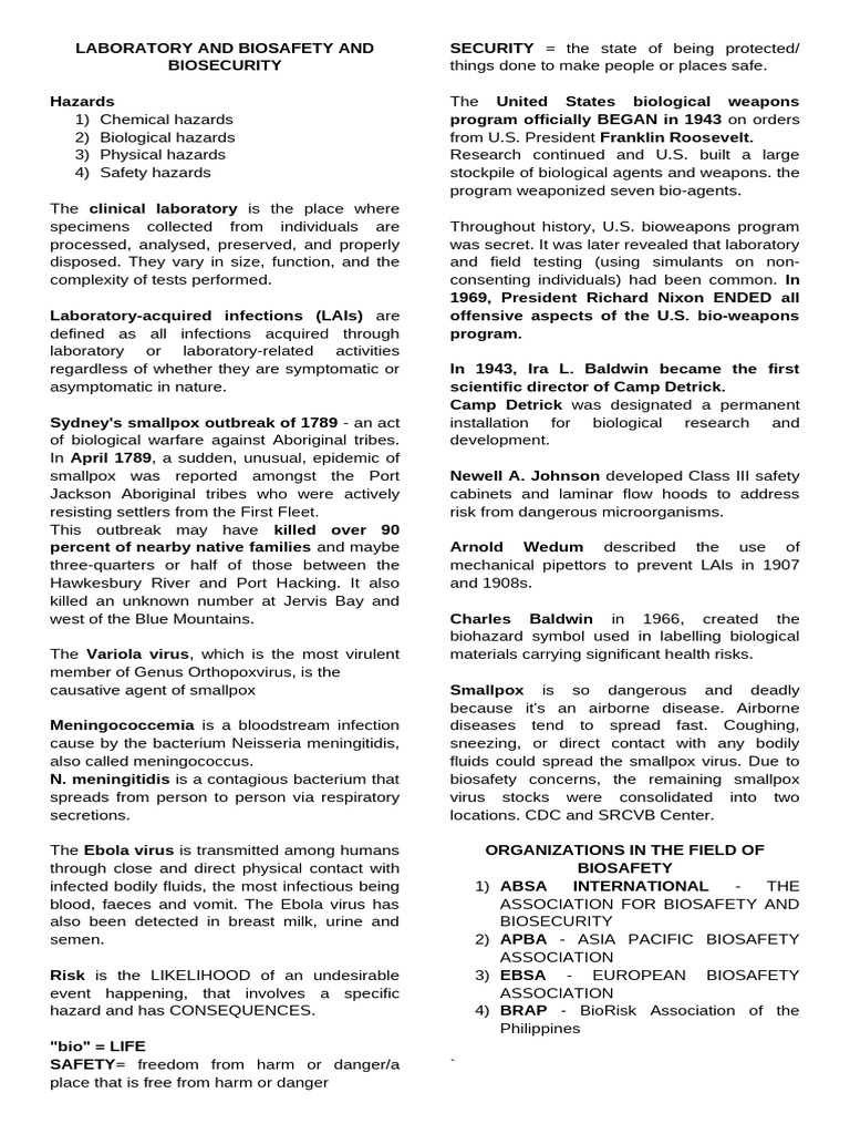Biosafety and Biosecurity | PDF | Biological Warfare | Microbiology