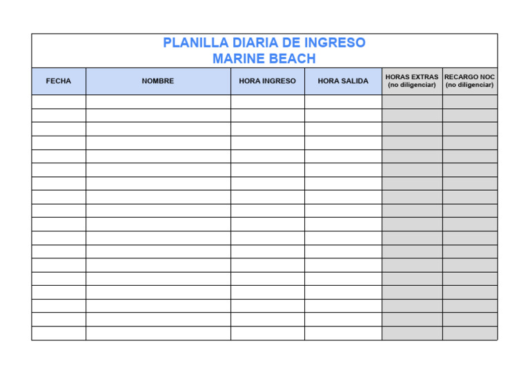 Planilla Mensual de Ingreso | PDF