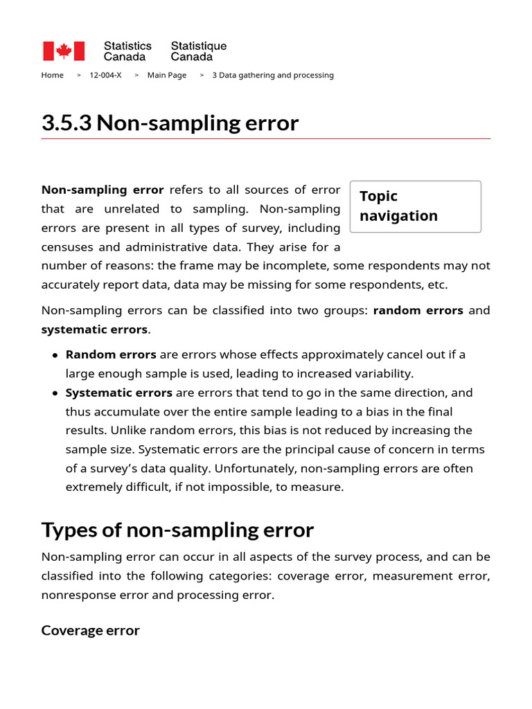 3.5.3 Non-Sampling Error | PDF | Survey Methodology | Sampling (Statistics)