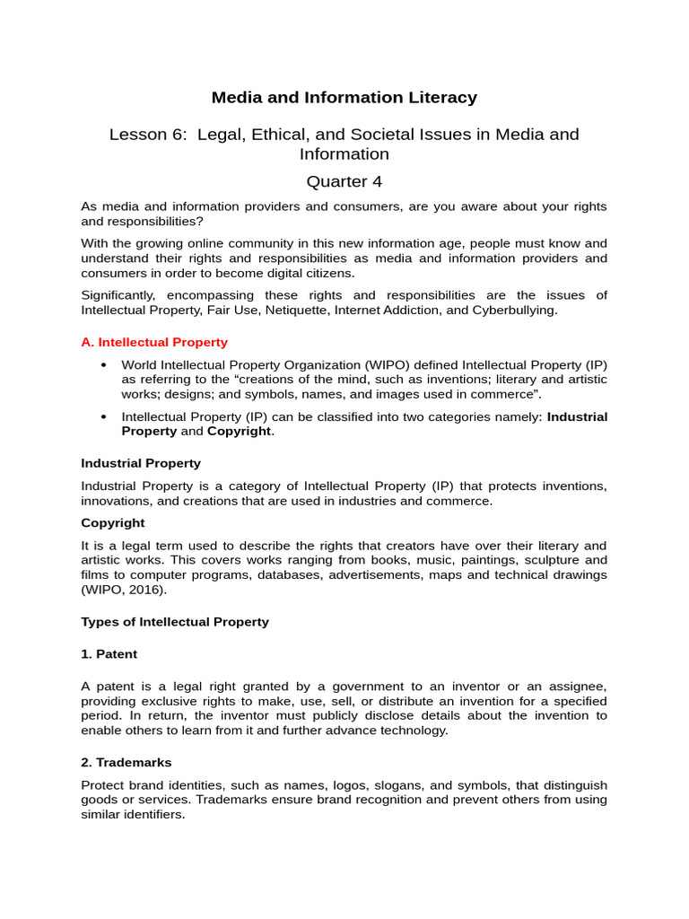 Quarter 4 Lesson 6 Legal Ethical and Societal Issues in Media and ...