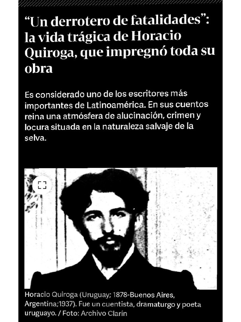 biografía breve de Horacio Quiroga | PDF