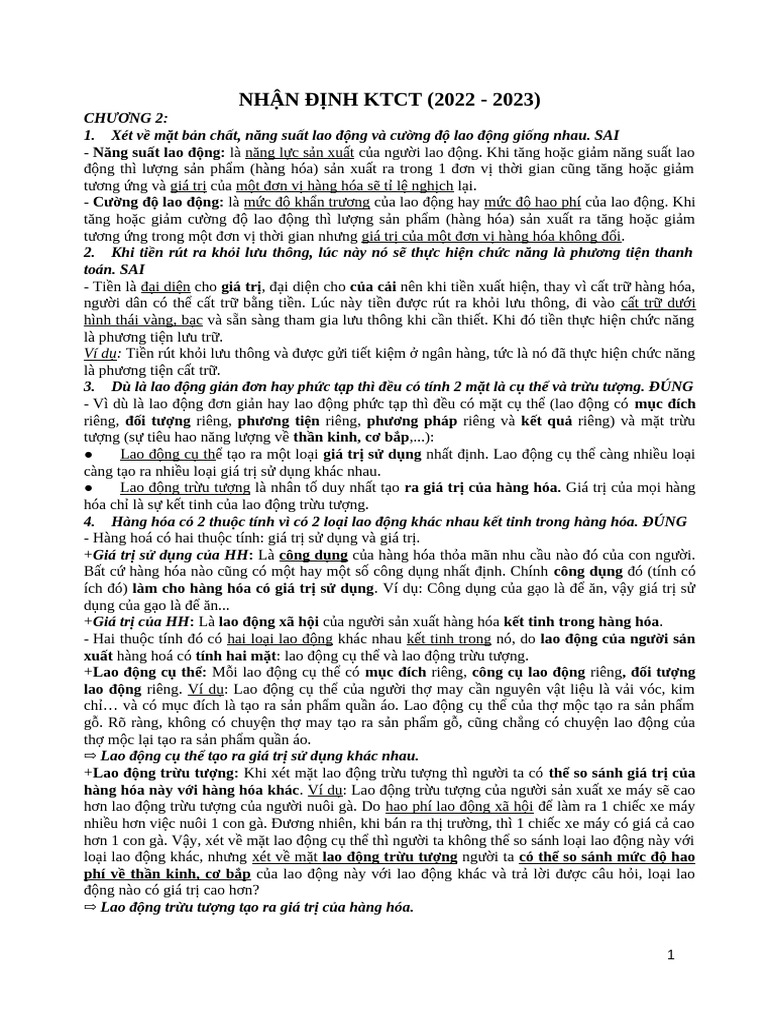 K47 Nhận Định KTCT | PDF