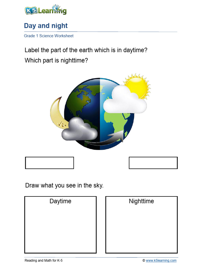 Grade 1 Day and Night Worksheet | PDF