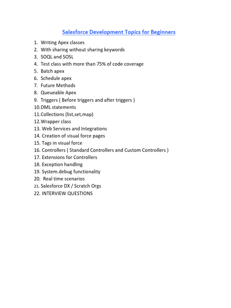 Salesforce Development Topics For Beginners | PDF