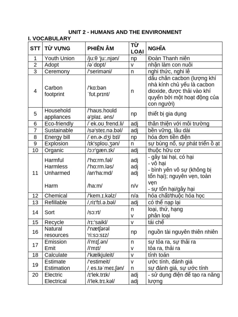 UNIT 2 Vocabulary-Grammar | PDF