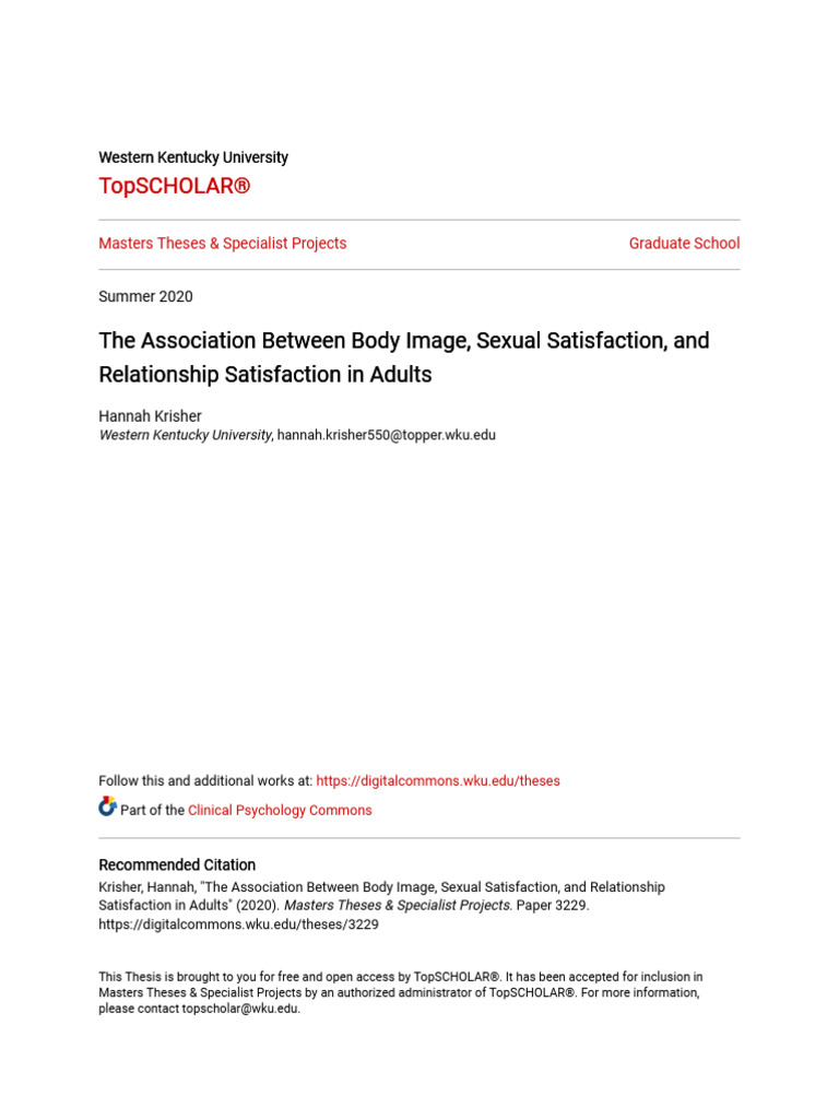 The Association Between Body Image Sexual Satisfaction and Rela | PDF ...