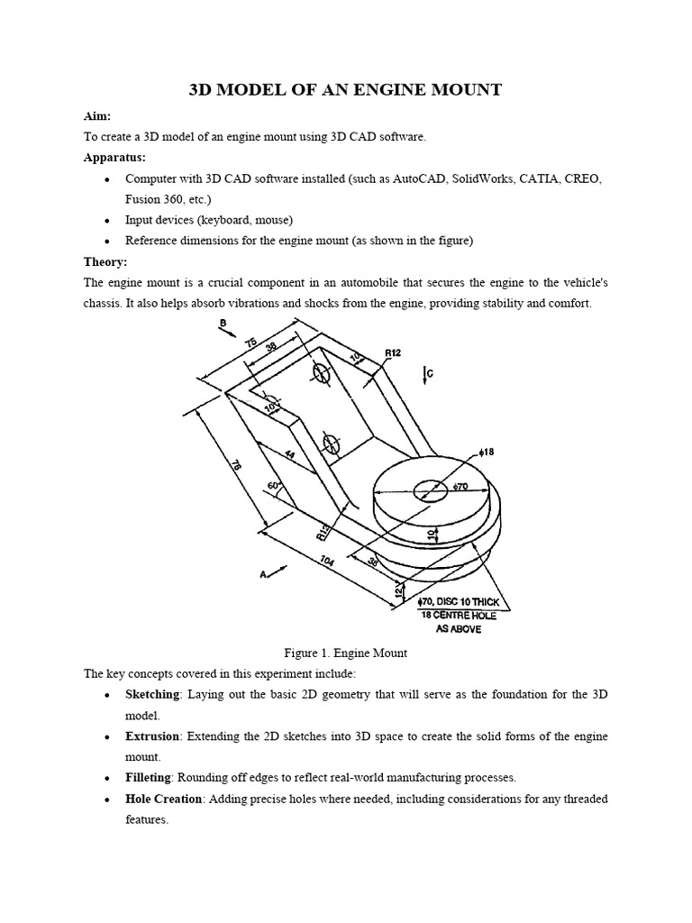 c23 A410 Cad Lab Ii - Expt 7 - Engine Mount | PDF | 3 D Computer Graphics | Computer Aided Design