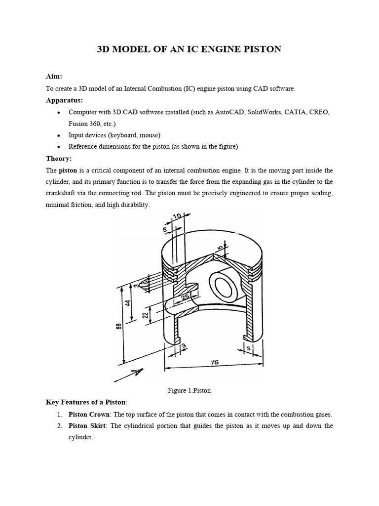 C23 A410 CAD LAB II - Expt 10 - Piston | PDF | Piston | Engines