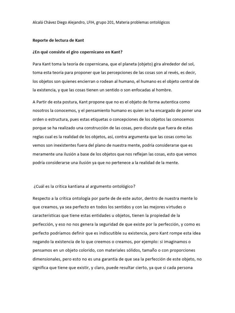Kant y El Giro Copernicano | PDF | Immanuel Kant | Ontología