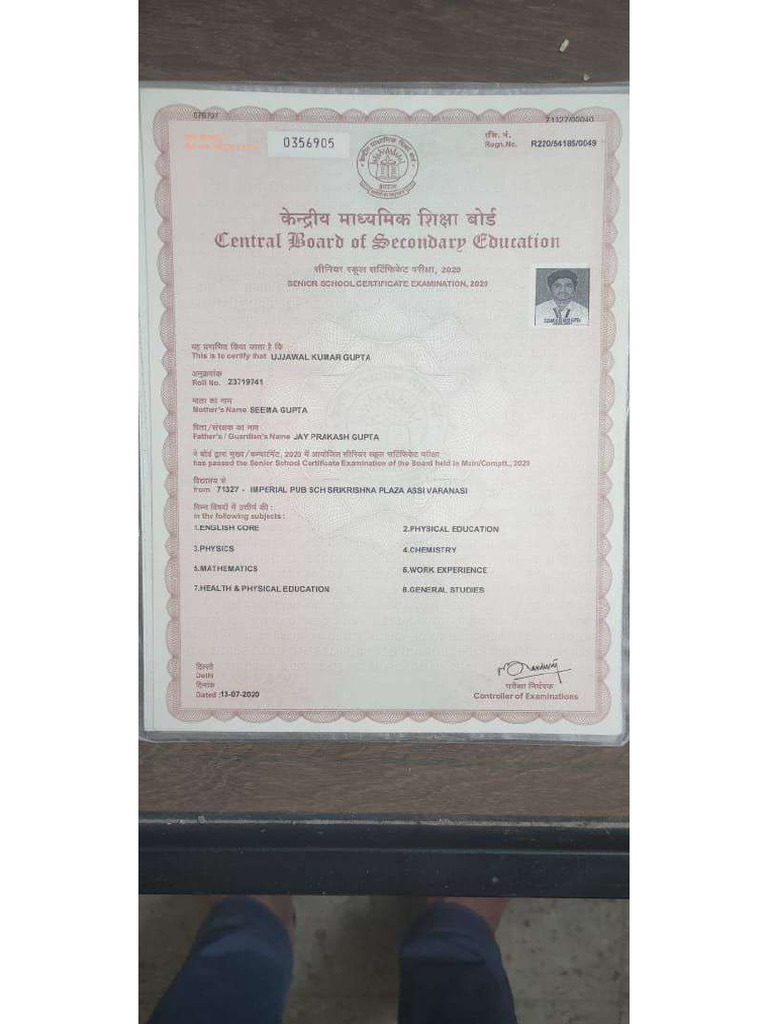 Class 12 Certificate | PDF