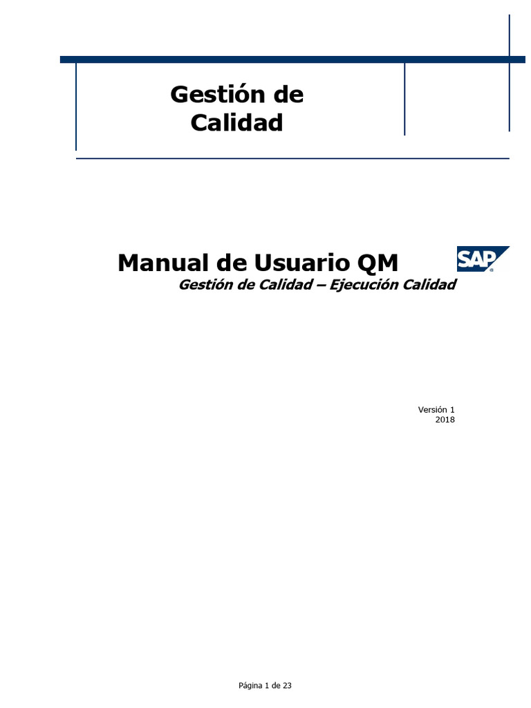 02 Manual - Usuario QM - Ejecucion - Genérico | PDF | Sistema de manejo ...
