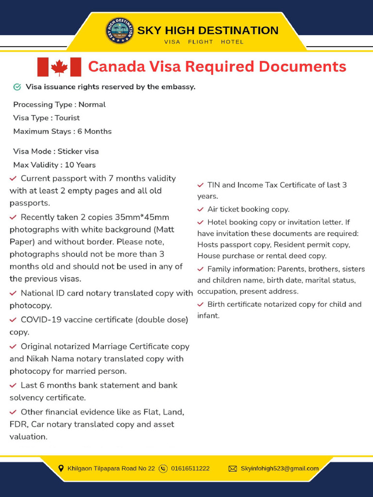 Canada Visa Required Documents | PDF