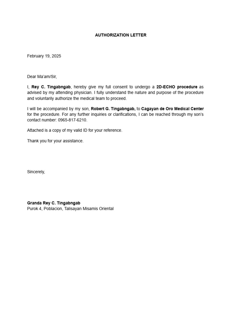 Authorization Letter | PDF