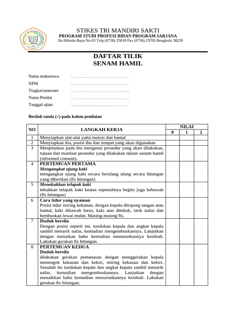 Panduan Senam Hamil untuk Mahasiswa | PDF