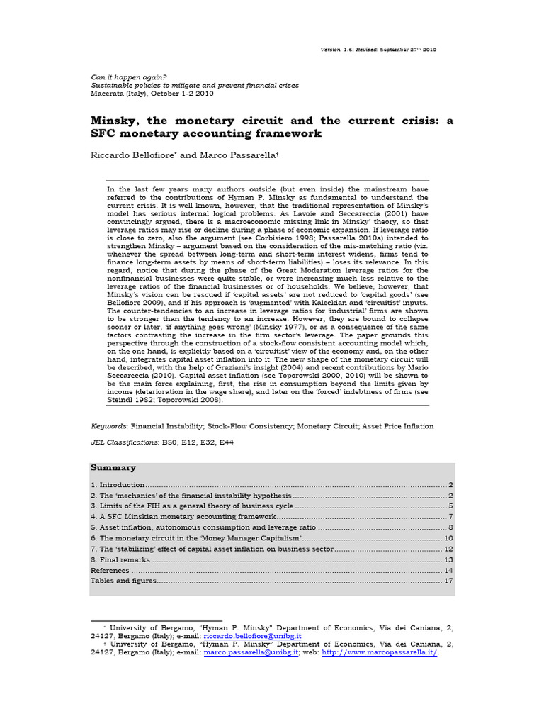 Minsky the Monetary Circuit and the Curr | PDF | Inflation | Financial ...