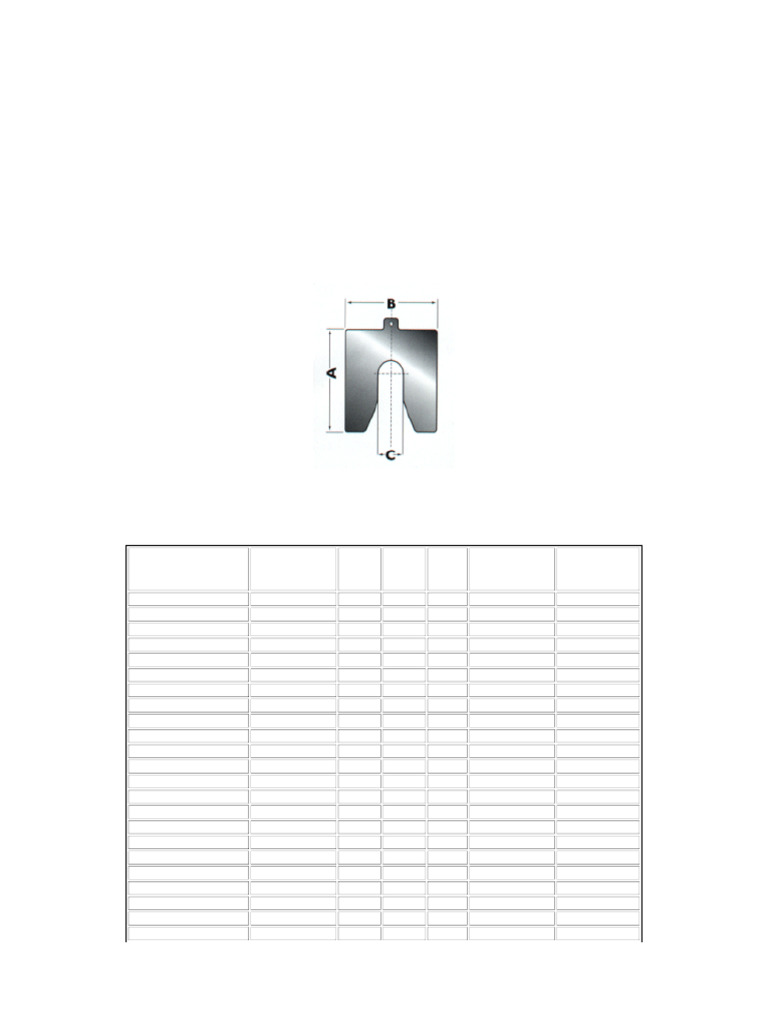 Shim Measurement and Specification Charts: Designation No. of Shims A B ...