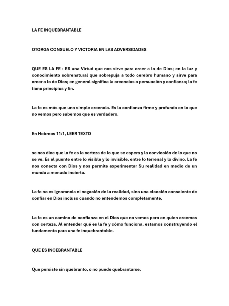 La Fe Inquebrantable | PDF | Fe | Cristo (título)
