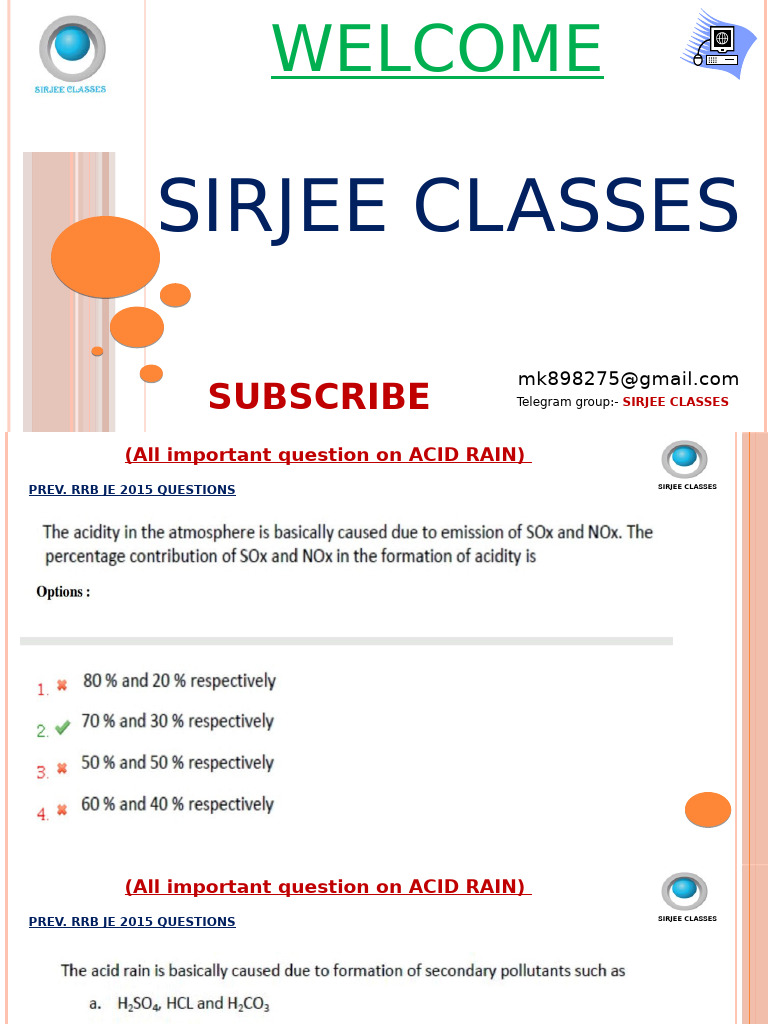 Acid Rain & Ozone Layer Questions | PDF | Chlorofluorocarbon | Ozone ...