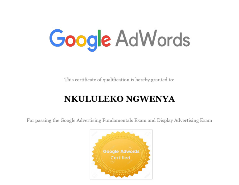 Google adwords certificate | PDF