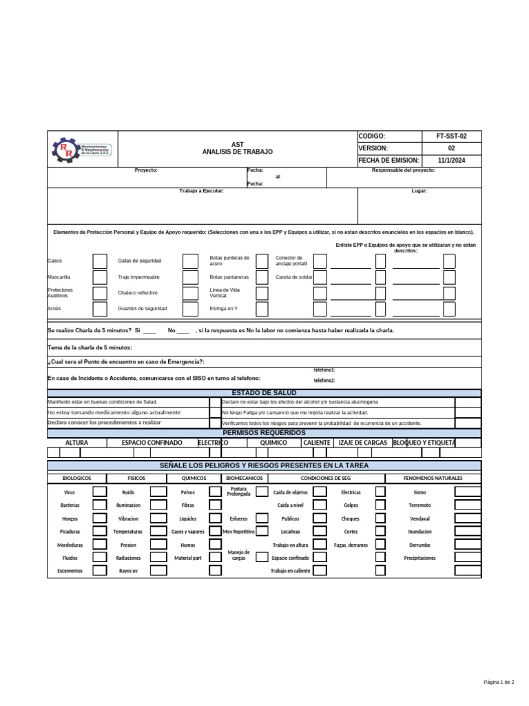 FT-SST-02 Formato Ast | PDF