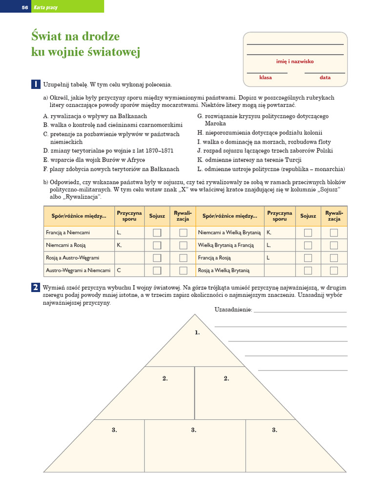 51 Swiat Na Drodze Ku Wojnie Swiatowej Karta Pracy Do Scenariusza | PDF