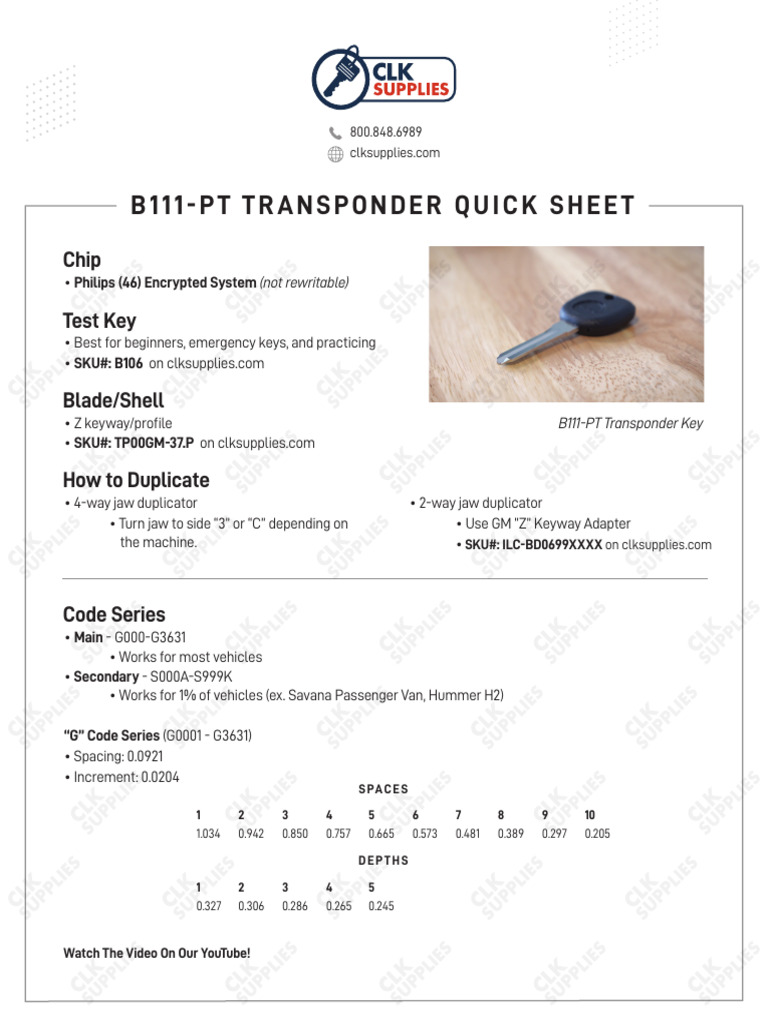 B111 Quick Sheet | PDF