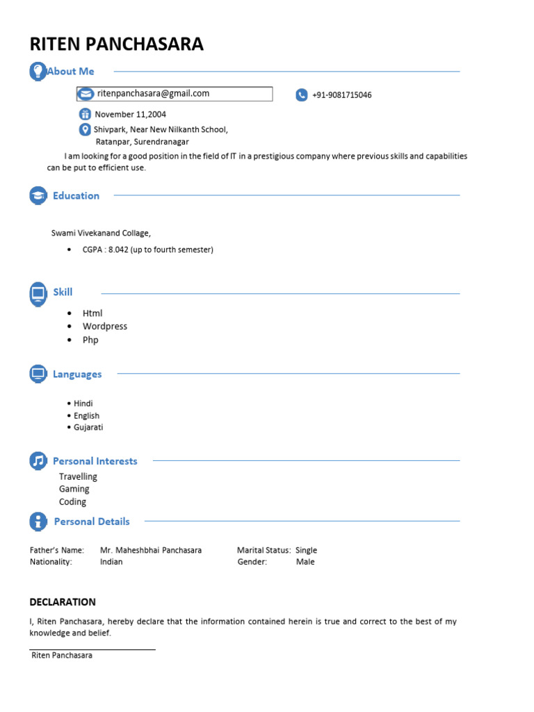 Riten Panchasara: IT Career Profile | PDF