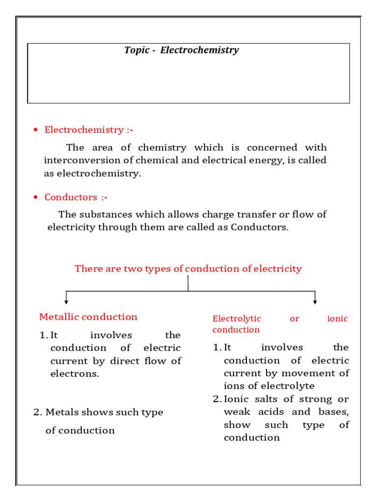 Electrochemistry Class 12th Notes1 | PDF | Electrochemistry | Redox