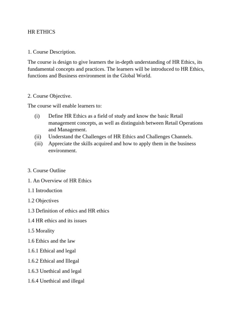 HR ETHICS | PDF | Business Ethics | Morality