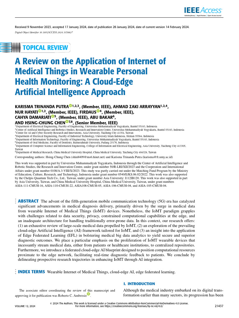 A Review on the Application of Internet of Medical Things in Wearable Personal Health Monitoring ...