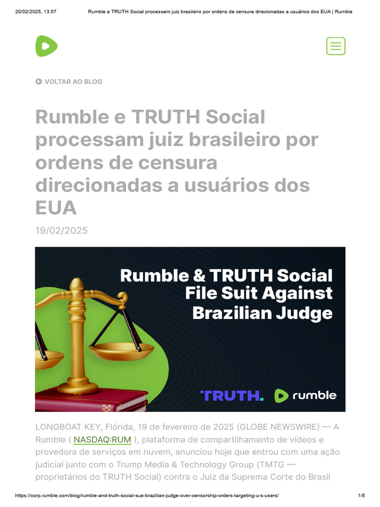 Rumble | PDF | Liberdade de expressão | Os Estados Unidos