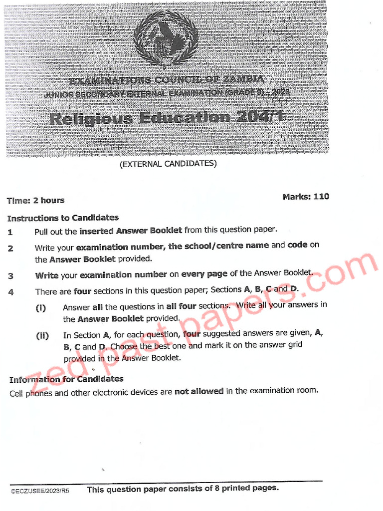 Religious Education 2023 GCE GRADE 9 | PDF