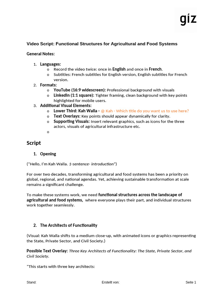P4C Video Script Kah[1] | PDF | Sustainability | Climate Resilience