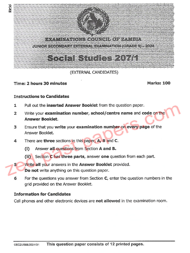 Social Studies Grade 9 2024 G.C.E | PDF