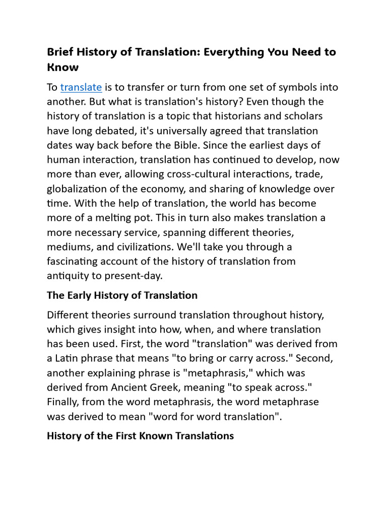 Brief History of Translation | PDF | Translations | Bible